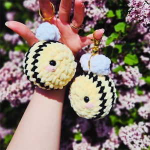 Easy Crochet Bee Keychain Free Pattern